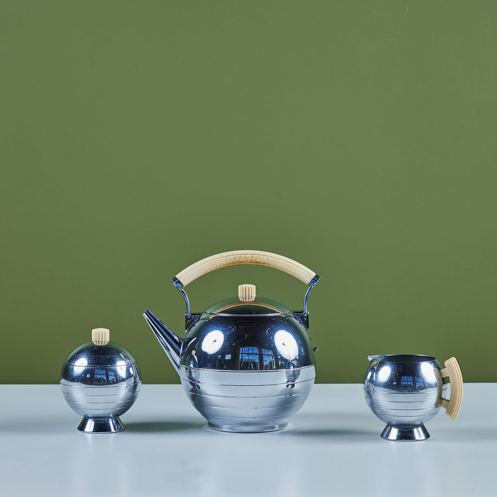 Chase Three Piece Comet Tea Service Set with Bakelite Accents – DEN