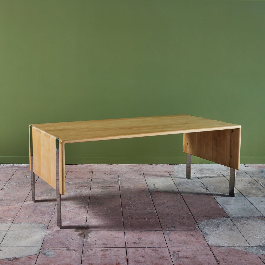 Gerald McCabe Maple and Chrome Desk/Table – DEN