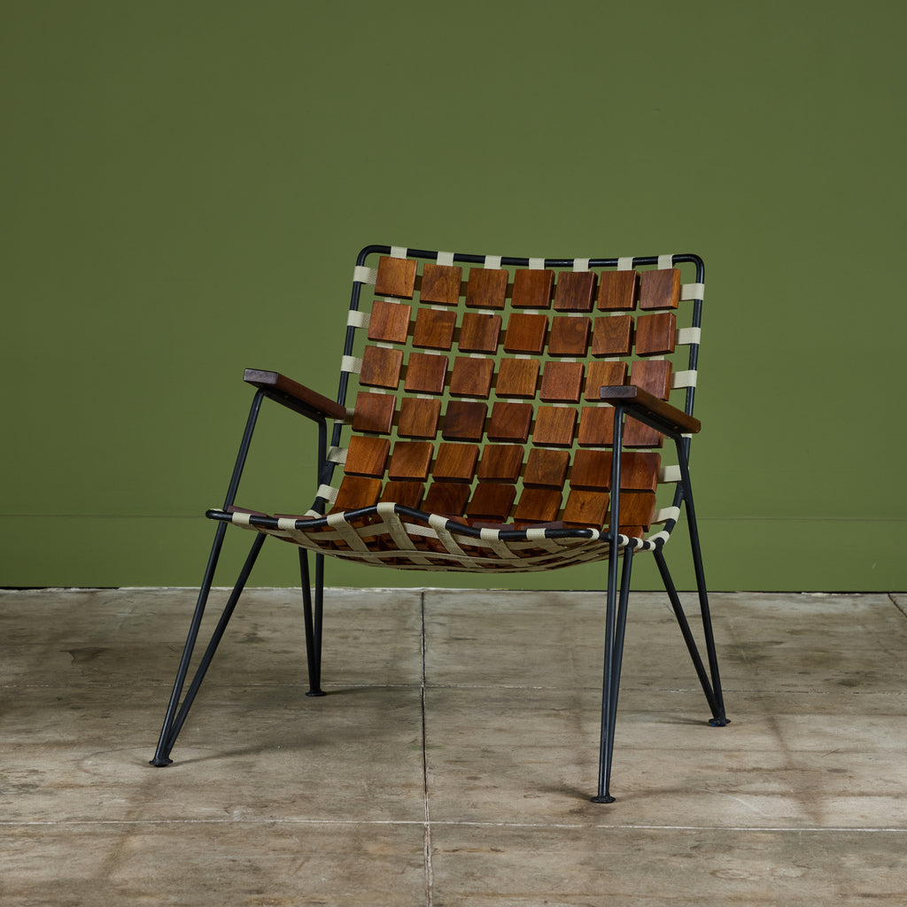 Maxwell Yellen Walnut & Wrought Iron Lounge Chair – DEN